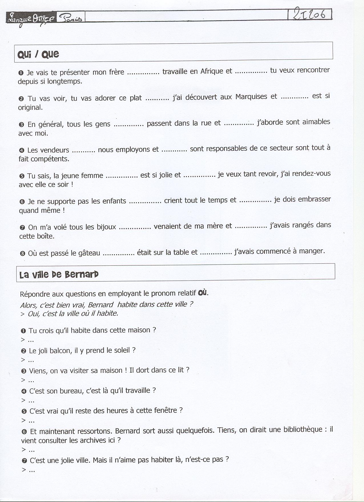 Pronoms Relatifs Simples Pronoms Relatifs Simples